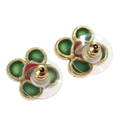 Chanel Pierced Earrings Gold Green Clover A18C – AMORE Vintage Tokyo
