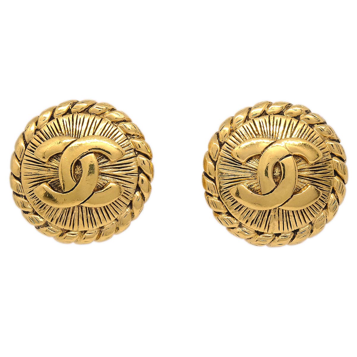 Chanel Button Clip-On Earrings Gold – AMORE Vintage Tokyo