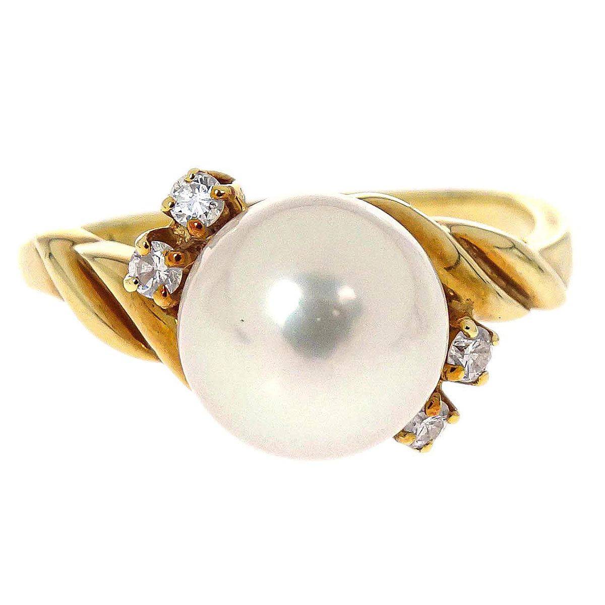 Mikimoto Ring 18K Genuine Pearl Diamond Gold #50 – AMORE Vintage Tokyo