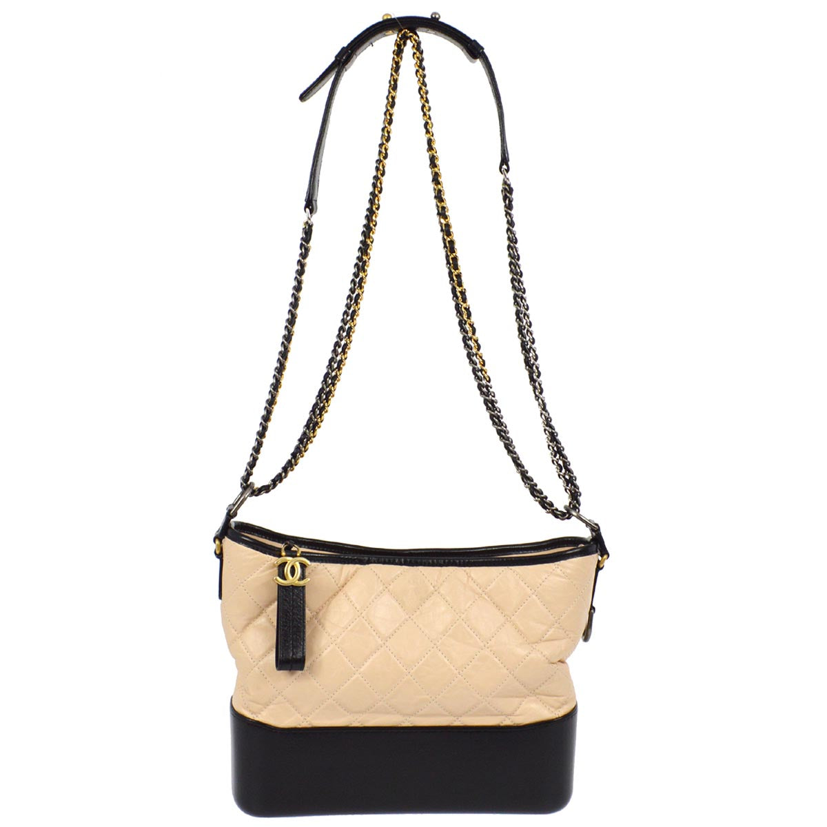 Chanel 2019 Beige Black Calfskin Medium Gabrielle Shoulder Bag – AMORE ...