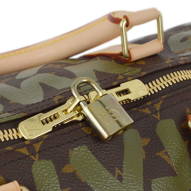 Louis Vuitton 2001 Khaki Monogram Graffiti Keepall 50 Duffle Bag M9219 ...