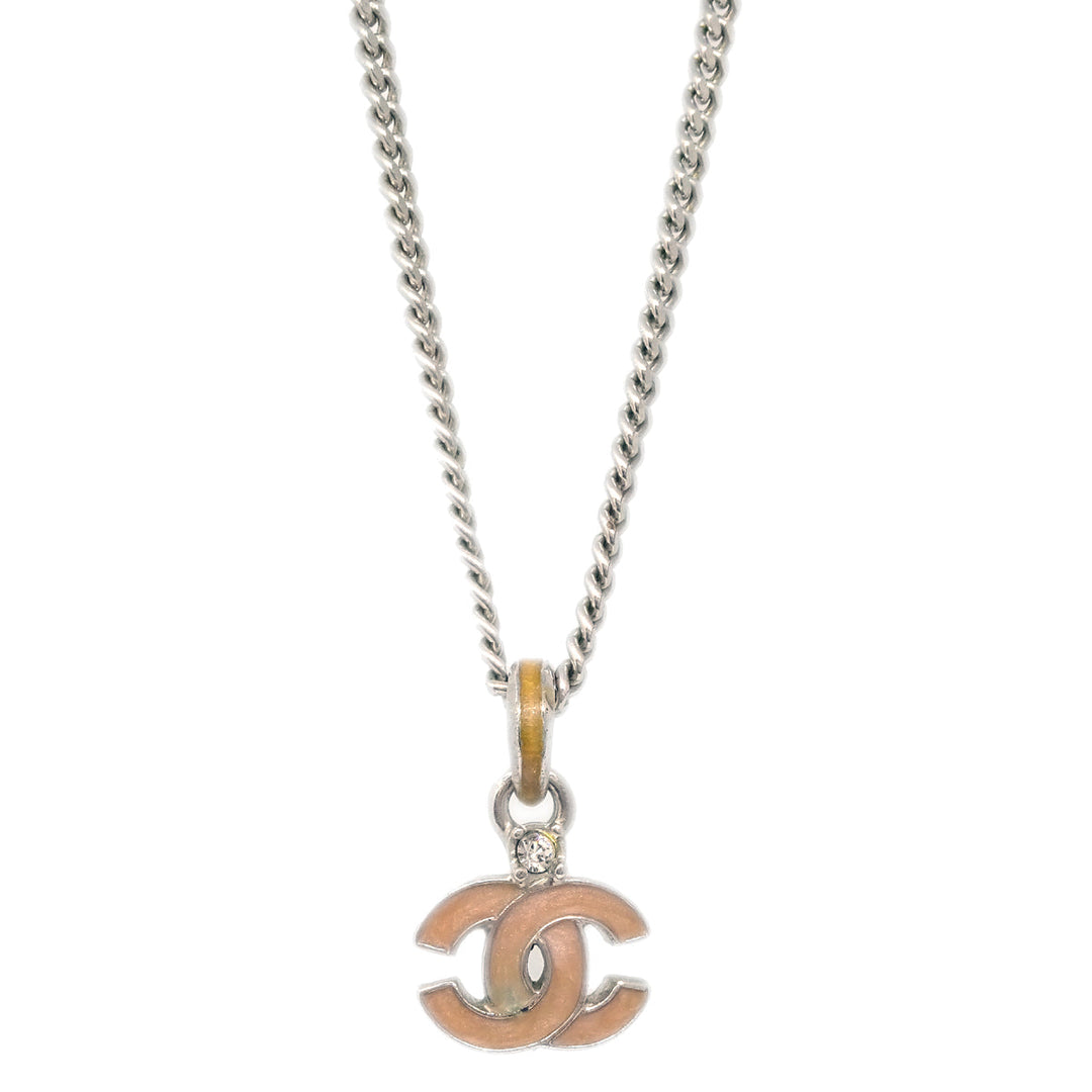 Chanel CC Chain Necklace Pendant Rhinestone Silver 04P Chanel CC Chain Necklace Pendant Rhinestone Silver 04P