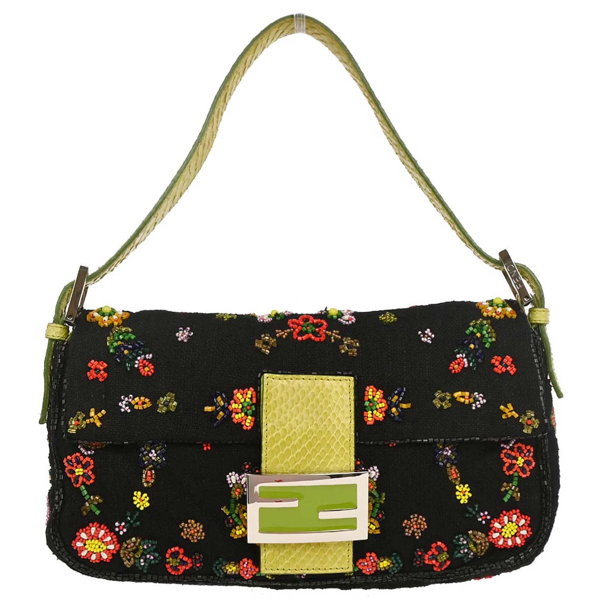 Fendi * Black Cotton Beads Python Baguette Handbag – AMORE Vintage Tokyo