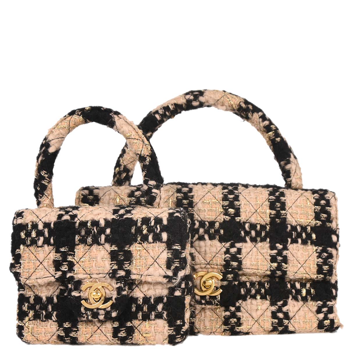 Chanel * Beige Tweed Classic Single Flap 2 in 1 Handbag Set – AMORE ...